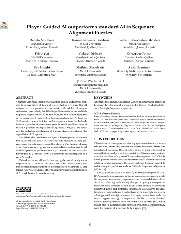 (PDF) Player-Guided AI outperforms standard AI in Sequence Alignment Puzzles