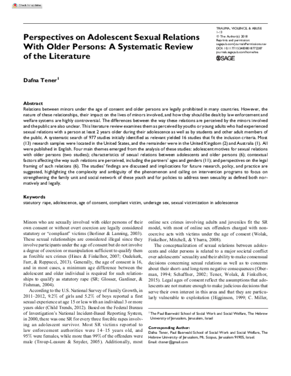 (PDF) Perspectives on Adolescent Sexual Relations With Older Persons: A Systematic Review of the ...