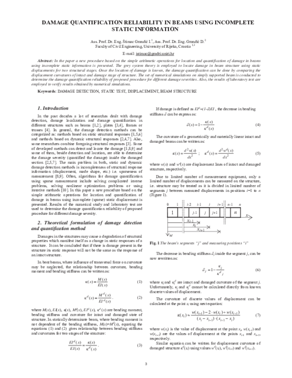 (PDF) Damage quantification reliability in beams using incomplete ...