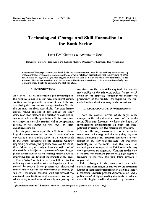 (PDF) Technological Change and Skill Formation in the Bank Sector