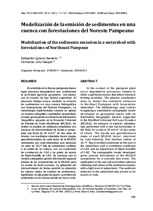 (PDF) Modelización de la emisión de sedimentos en una cuenca con ...