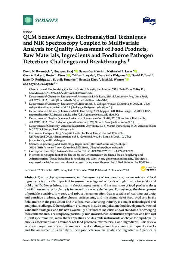 (PDF) QCM Sensor Arrays, Electroanalytical Techniques and NIR ...