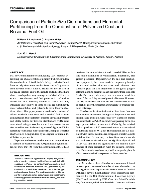 (PDF) Comparison of Particle Size Distributions and Elemental ...