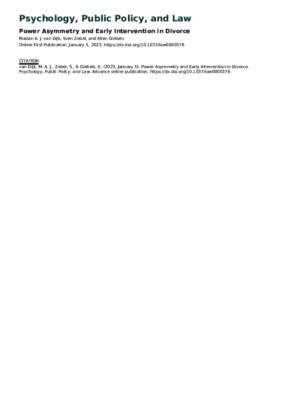 (PDF) Power asymmetry and early intervention in divorce