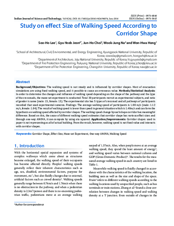 (PDF) Study on effect Size of Walking Speed According to Corridor Shape