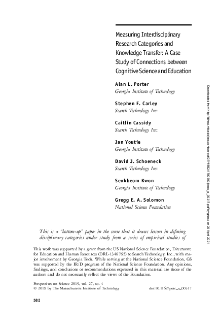 (PDF) Knowledge Transfer in Cognitive Science and Education