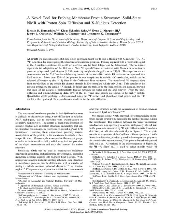 (PDF) A Novel Tool for Probing Membrane Protein Structure: Solid-State NMR with Proton Spin ...