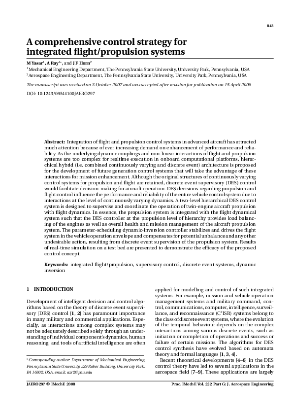 (PDF) A comprehensive control strategy for integrated flight/propulsion ...