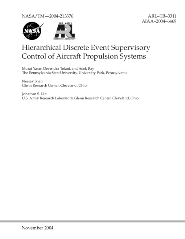 (PDF) Hierarchical Discrete Event Supervisory Control of Aircraft ...