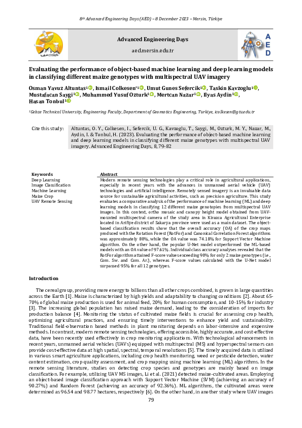 Pdf Evaluating The Performance Of Object Based Machine Learning And Deep Learning Models In