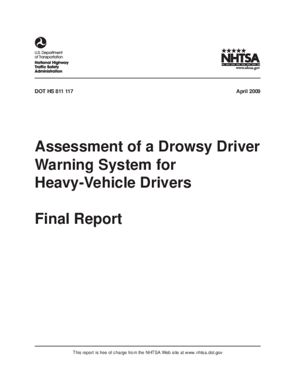 (PDF) Assessment of a drowsy driver warning system for heavy-vehicle drivers