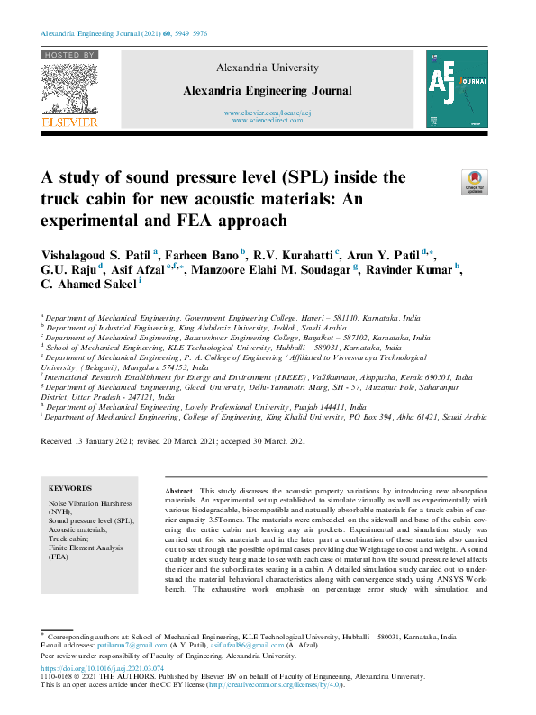 (PDF) A study of sound pressure level (SPL) inside the truck cabin for ...