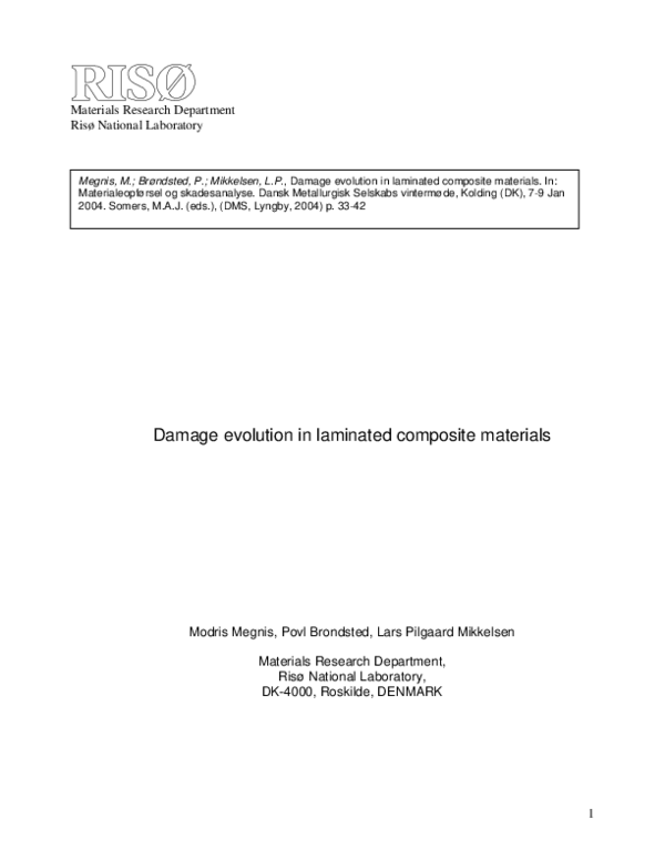 (PDF) Damage Evolution In Laminated Composite Materials