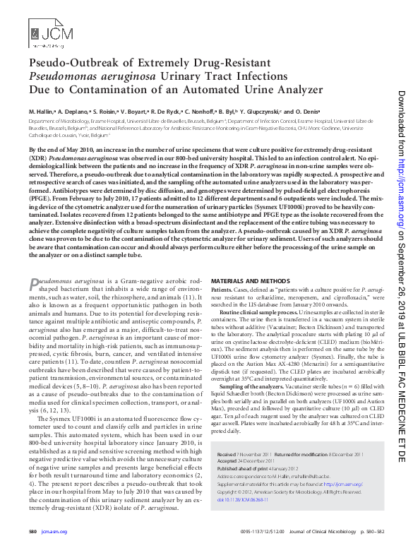 (PDF) Pseudo-Outbreak of Extremely Drug-Resistant Pseudomonas ...