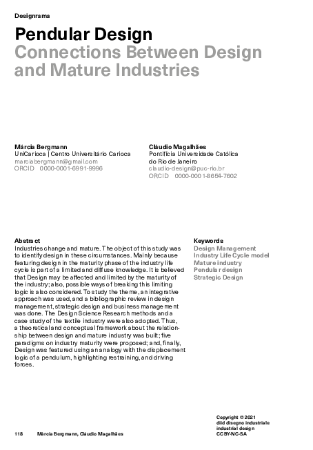 (PDF) Pendular Design. Connections Between Design and Mature Industries