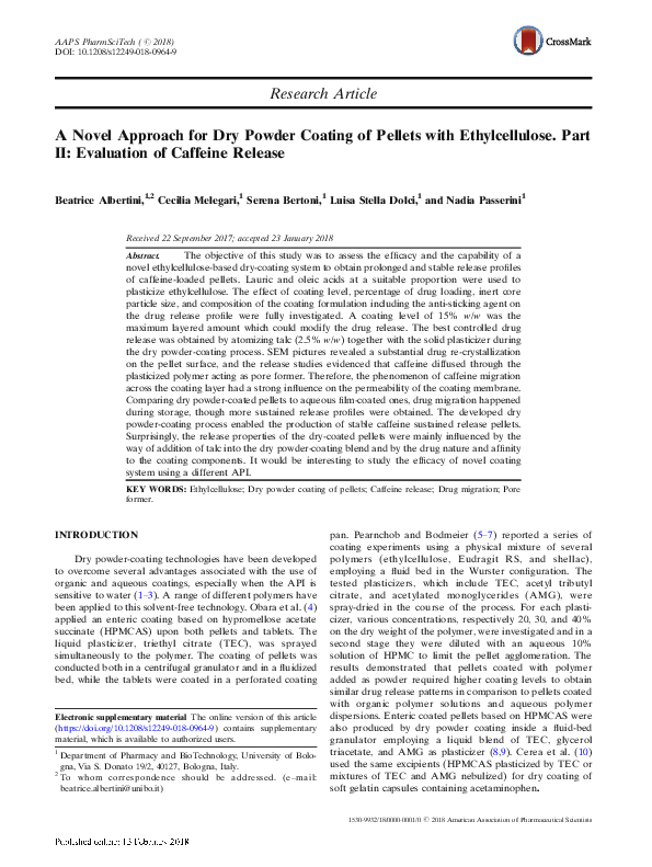 (PDF) A novel approach for dry powder coating of pellets with ...