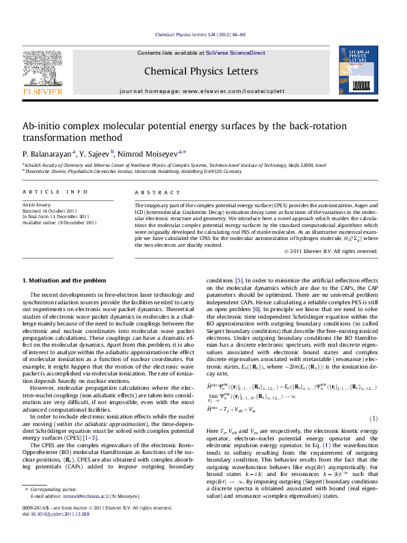 (PDF) Ab-initio complex molecular potential energy surfaces by the back-rotation transformation ...