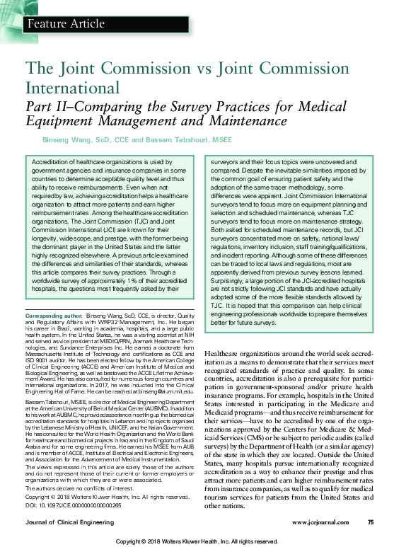 (PDF) The Joint Commission vs Joint Commission International