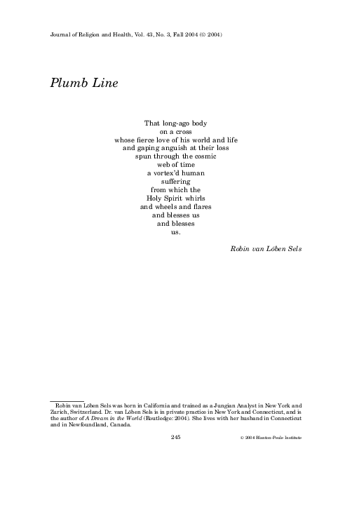 (PDF) Plumb Line | Robin E . van Loben Sels - Academia.edu