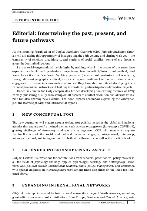 (PDF) Editorial: Intertwining the past, present, and future pathways
