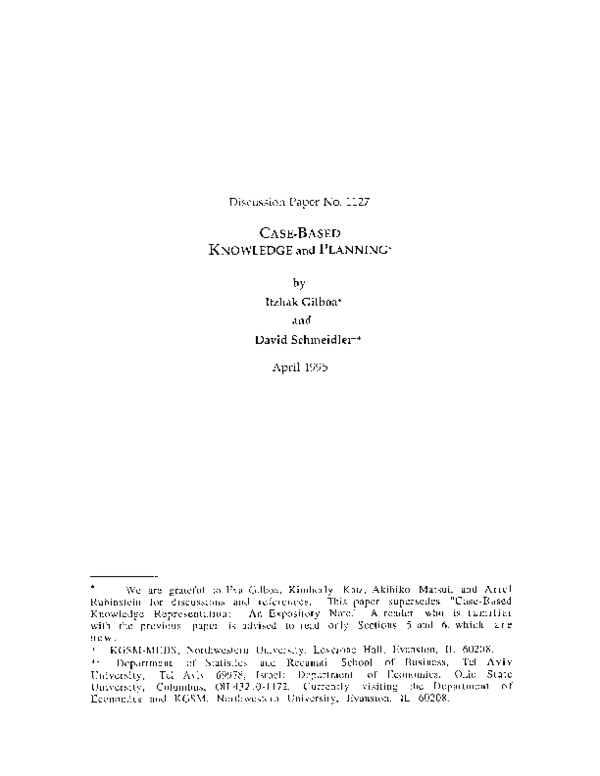 (PDF) Case-Based Knowledge and Planning