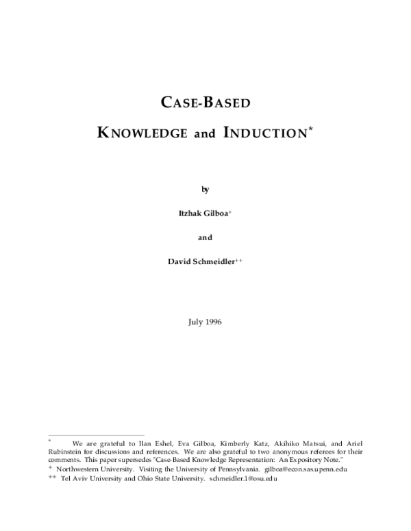 (PDF) Case-based knowledge and induction | Itzhak Gilboa - Academia.edu