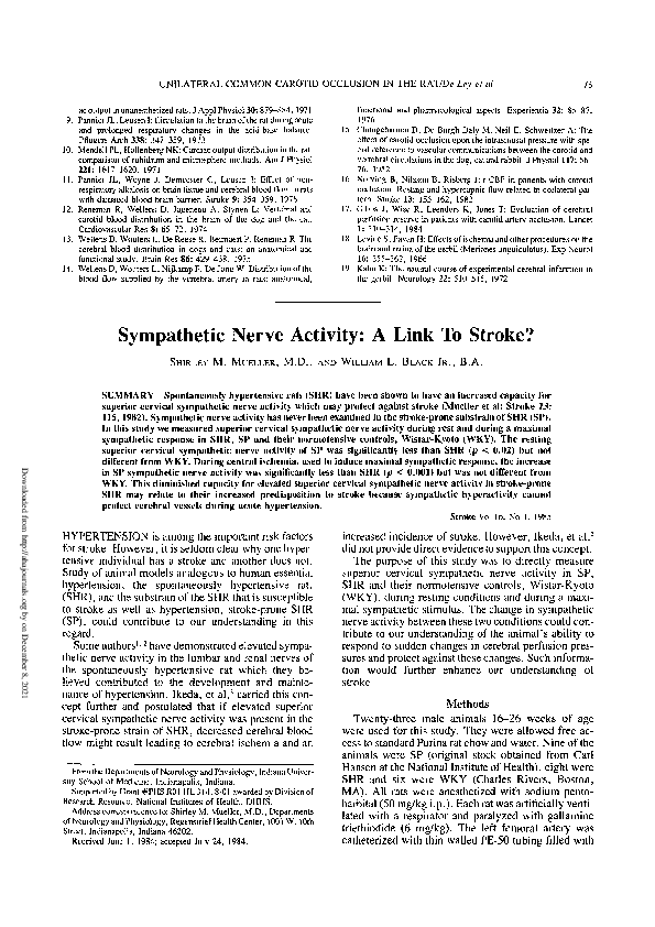 (PDF) Sympathetic nerve activity: a link to stroke? | Shirley M Mueller ...