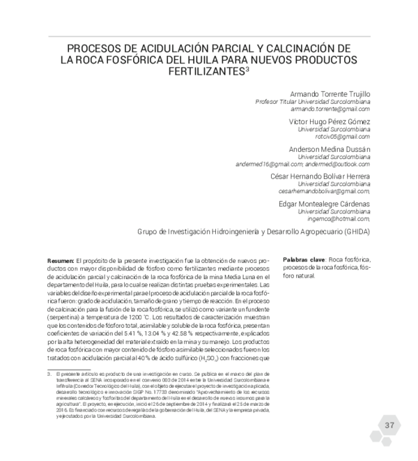 (PDF) Procesos de acidulación pacrial y calcinación de la roca ...