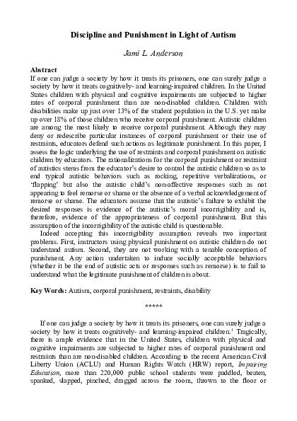 (DOC) Discipline and Punishment in Light of Autism