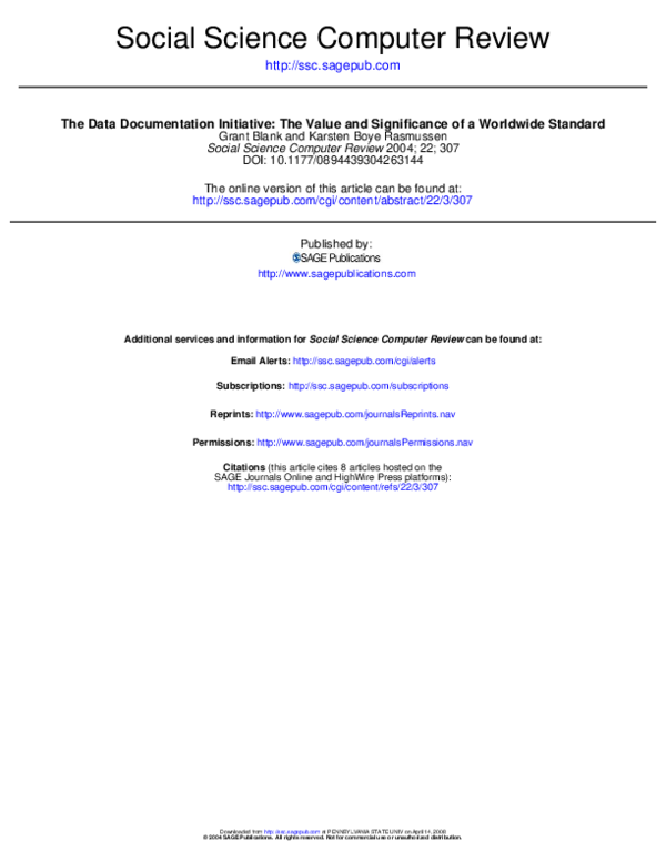 (PDF) The Data Documentation Initiative