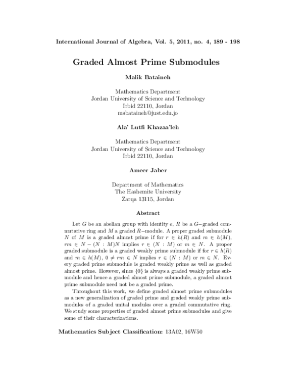 (PDF) Graded Almost Prime Submodules
