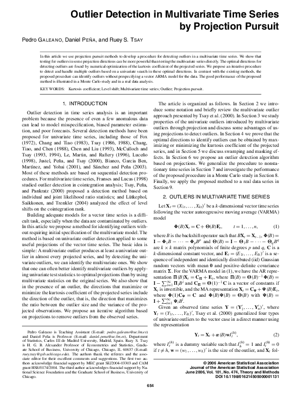 Pdf Outlier Detection In Multivariate Time Series By Projection Pursuit