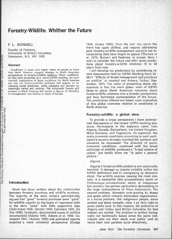 (PDF) Forestry-Wildlife Relations: Challenges and Future Directions