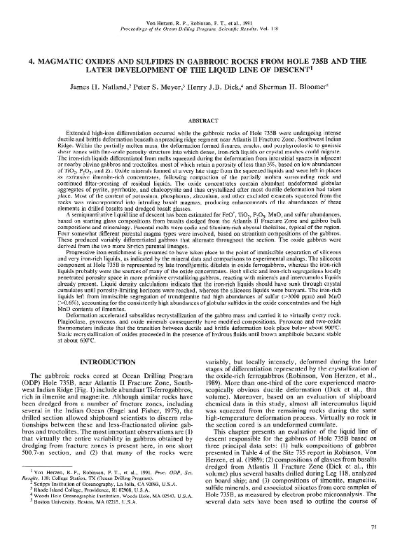 (PDF) Magmatic Oxides and Sulfides in Gabbroic Rocks from Hole 735B and ...