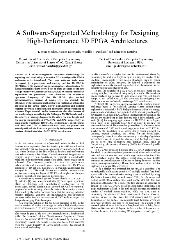 Pdf A Software Supported Methodology For Designing High Performance 3d Fpga Architectures