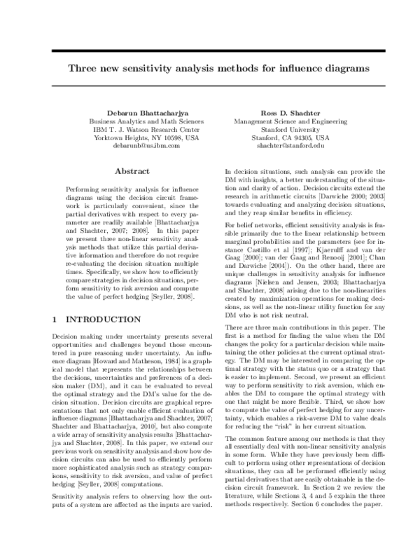 (PDF) Three new sensitivity analysis methods for influence diagrams