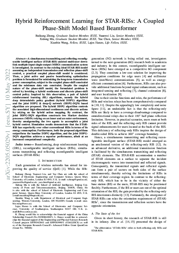 Pdf Hybrid Reinforcement Learning For Star Riss A Coupled Phase