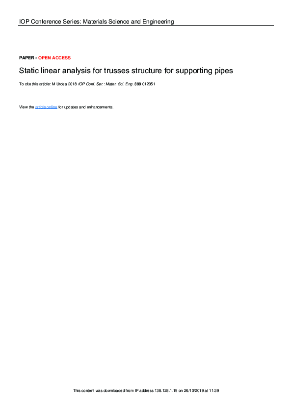 Pdf Optimization Of Truss Structures For Pipe Support Using Fea