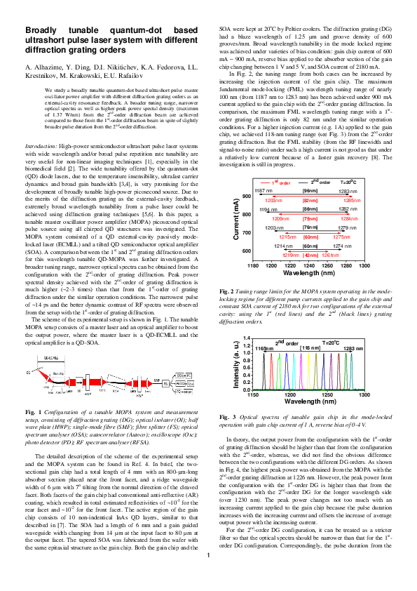 (PDF) Broadly tunable quantum‐dot based ultra‐short pulse laser system with different ...