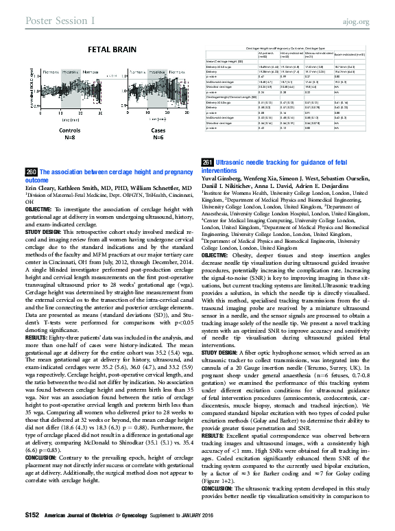 (PDF) 261: Ultrasonic needle tracking for guidance of fetal interventions