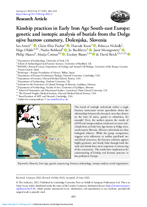 (PDF) Kinship practices in Early Iron Age South-east Europe: genetic ...