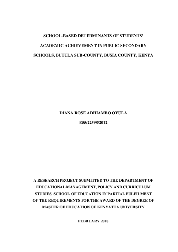 (PDF) School-Based Determinants of Students’ Academic Achievement in ...