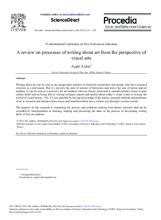 (PDF) A Review on Processes of Writing about Art from the Perspective ...