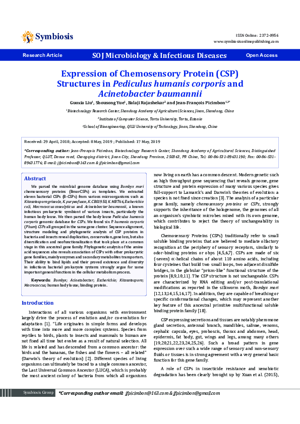 (PDF) Expression of Chemosensory Protein (CSP) Structures in Pediculus ...