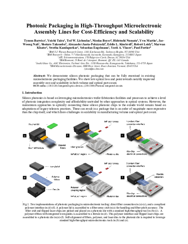 Pdf Photonic Packaging In High Throughput Microelectronic Assembly