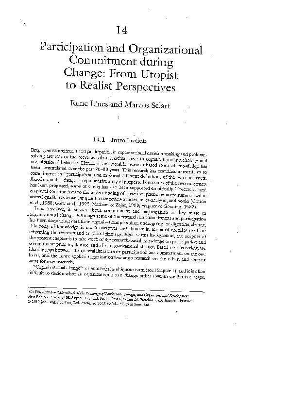 (PDF) Participation and Organizational Commitment during Change