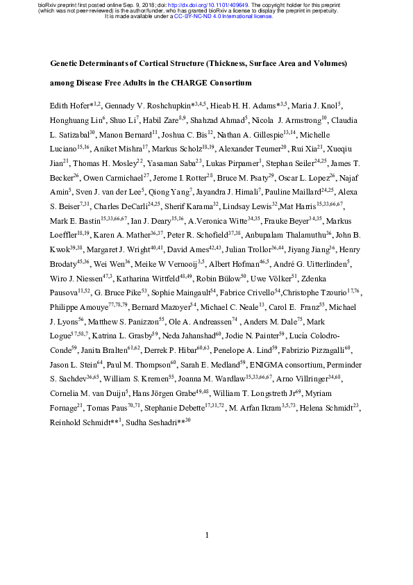 (PDF) Genetic Determinants of Cortical Structure (Thickness, Surface ...