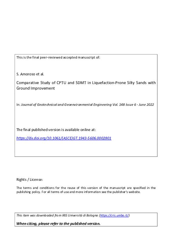 (PDF) Comparative Study of CPTU and SDMT in Liquefaction-Prone Silty ...