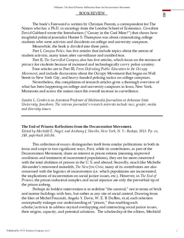 (PDF) The End of prisons: reflections from the decarceration movement