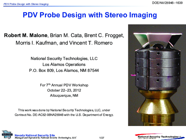 (PDF) PDV Probe Design with Stereo Imaging